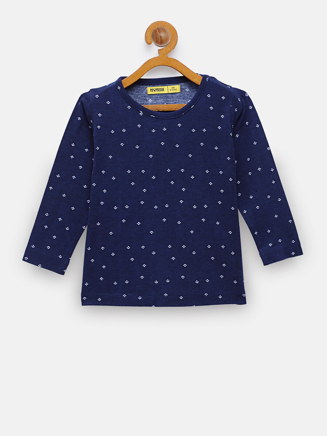 Buy NYNSH Girls Navy Blue Printed Pure Cotton T Shirt - Tshirts for ...
