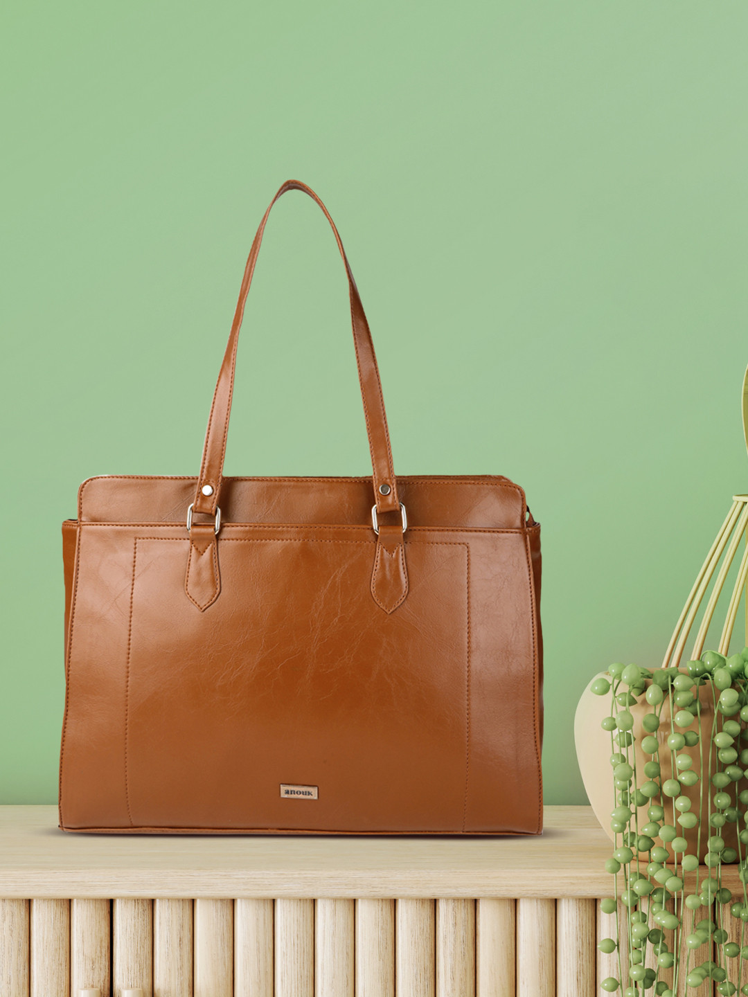 Buy Anouk Tan Structured Shoulder Bag - Handbags for Women 16070050 ...