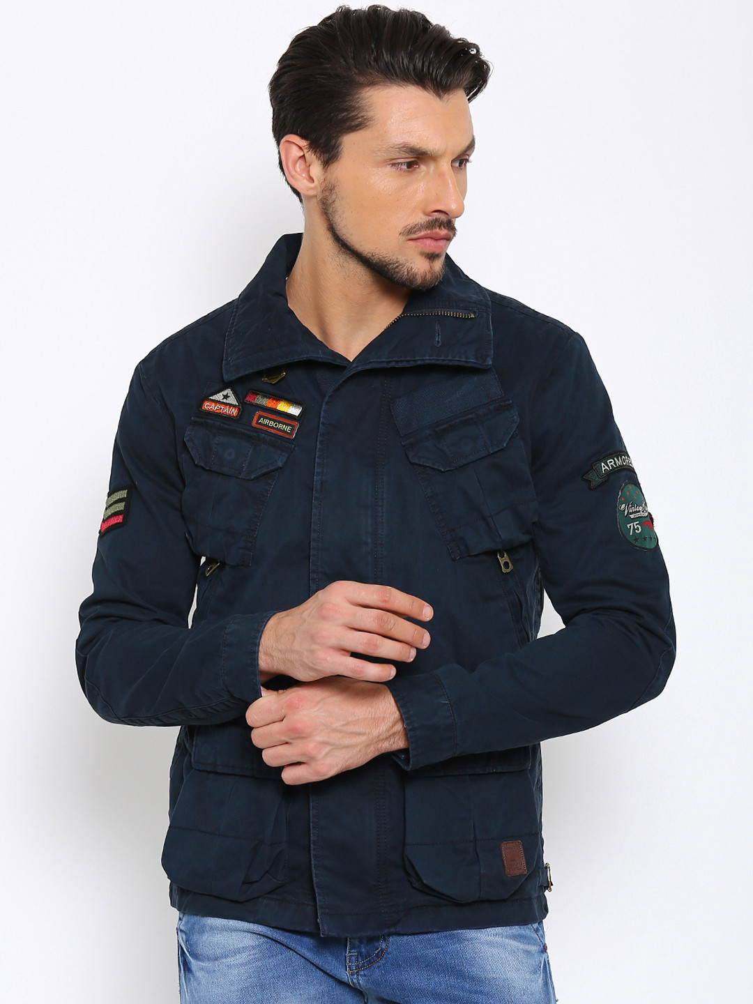 Buy Jack & Jones Navy Blue Military Jacket - Jackets for Men 1607050 ...