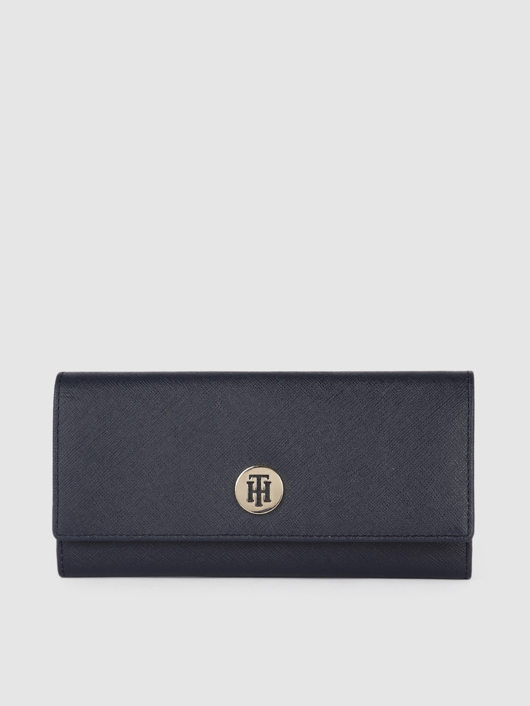 Buy Tommy Hilfiger Women Navy Blue Leather Three Fold Wallet - Wallets ...
