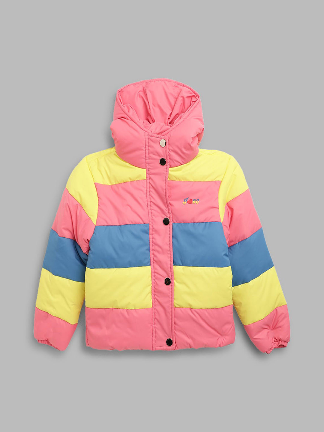 Buy Blue Giraffe Girls Multicoloured Striped Longline Puffer Jacket ...