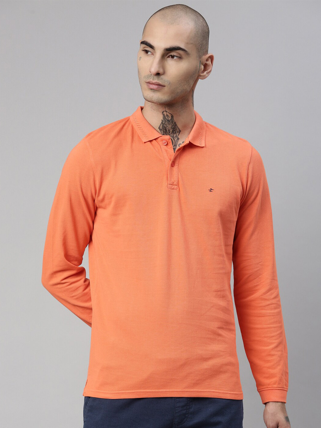 Buy Breakbounce Men Coral Solid Polo Collar T Shirt - Tshirts for Men ...