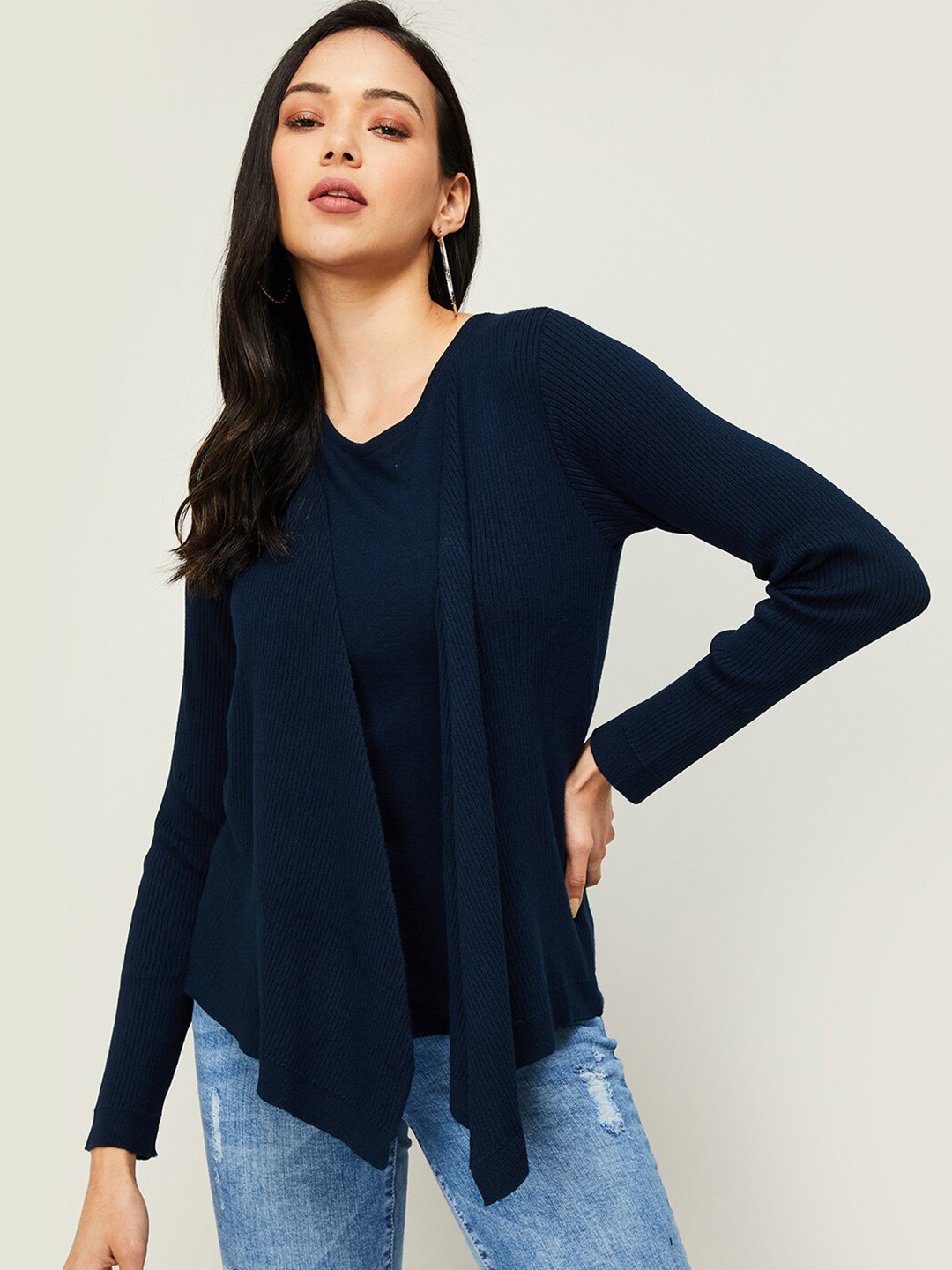 Buy CODE By Lifestyle Women Navy Blue Shrug - Shrug for Women 16086020 ...