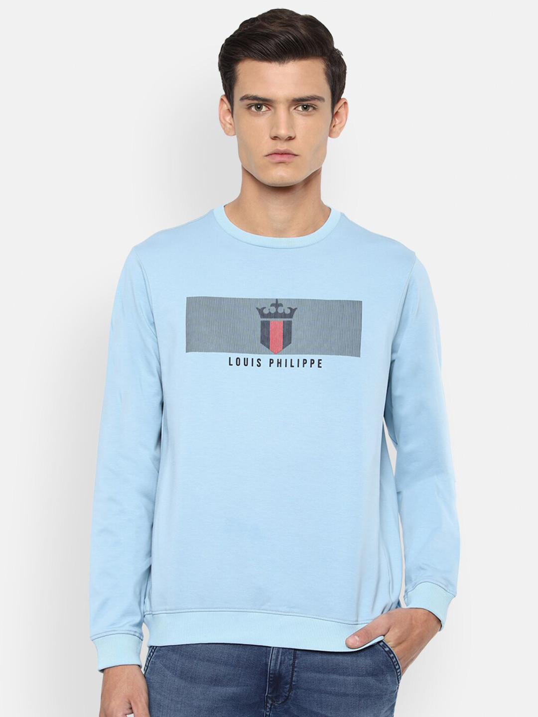 Buy Louis Philippe Sport Men Blue Printed Sweatshirt - Sweatshirts for ...