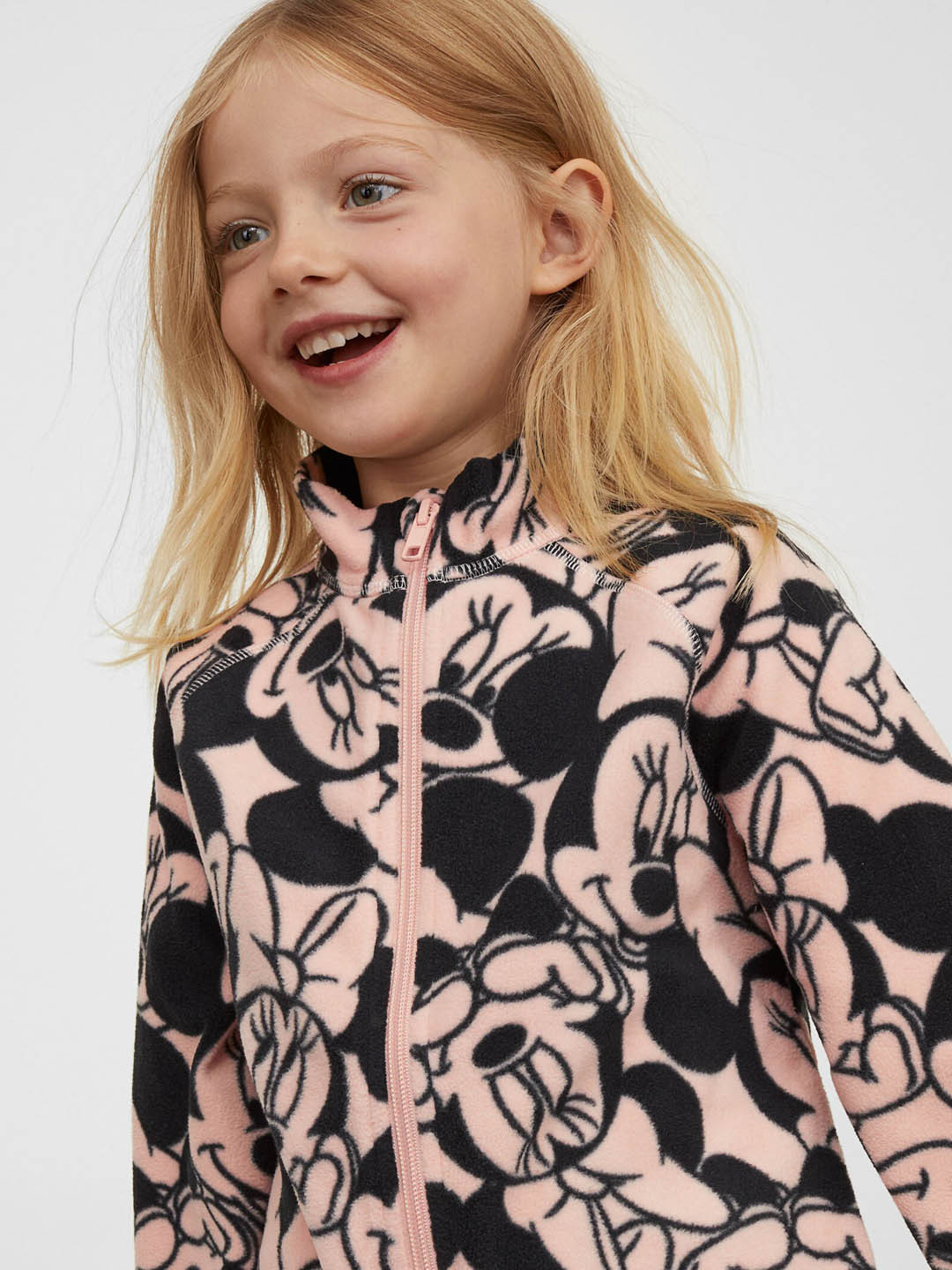 Buy H&M Girls Pink & Black Patterned Fleece Jacket - Jackets for Girls ...