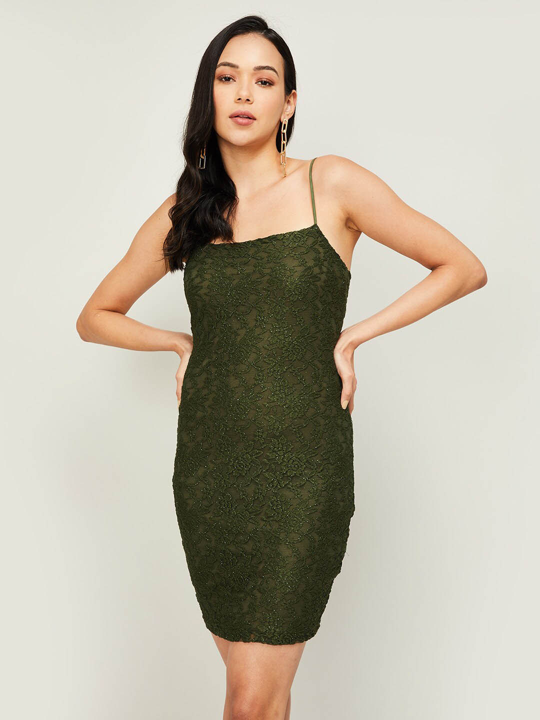 Buy Ginger By Lifestyle Olive Green Bodycon Dress - Dresses for Women ...