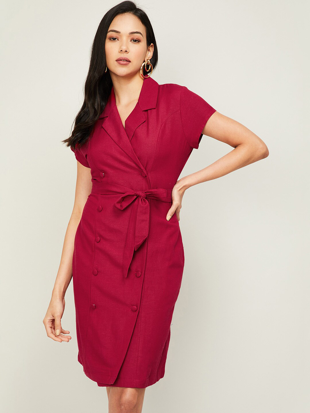 Buy CODE By Lifestyle Women Red Cotton Dress - Dresses for Women ...