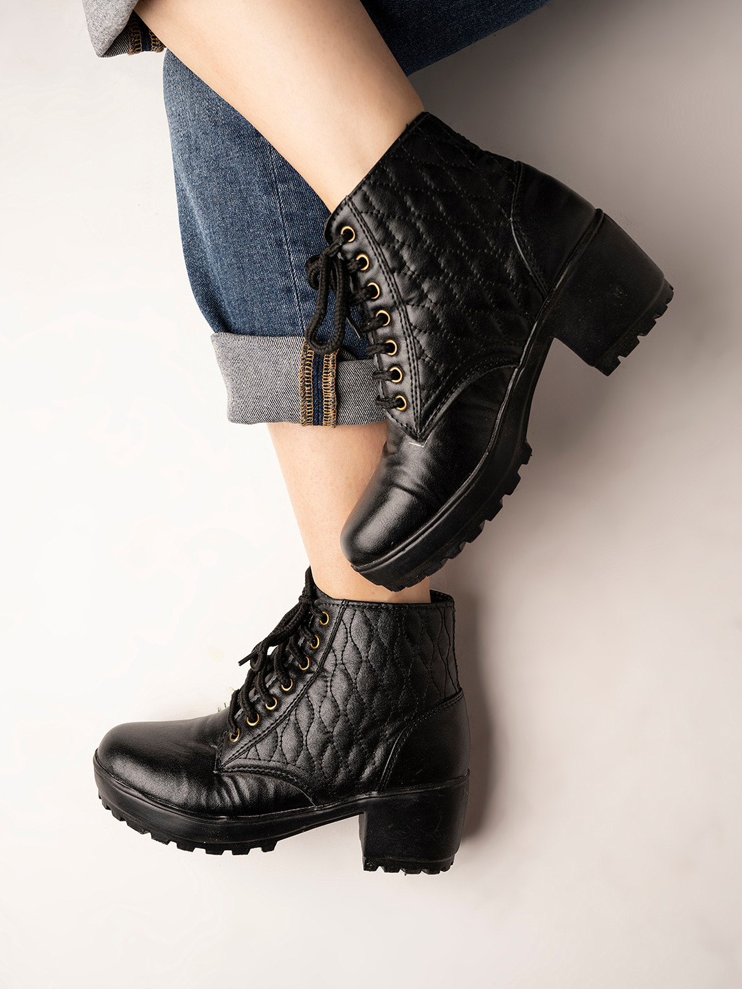 Buy Shoetopia Black Platform Heeled Boots - Boots for Women 16089654 ...