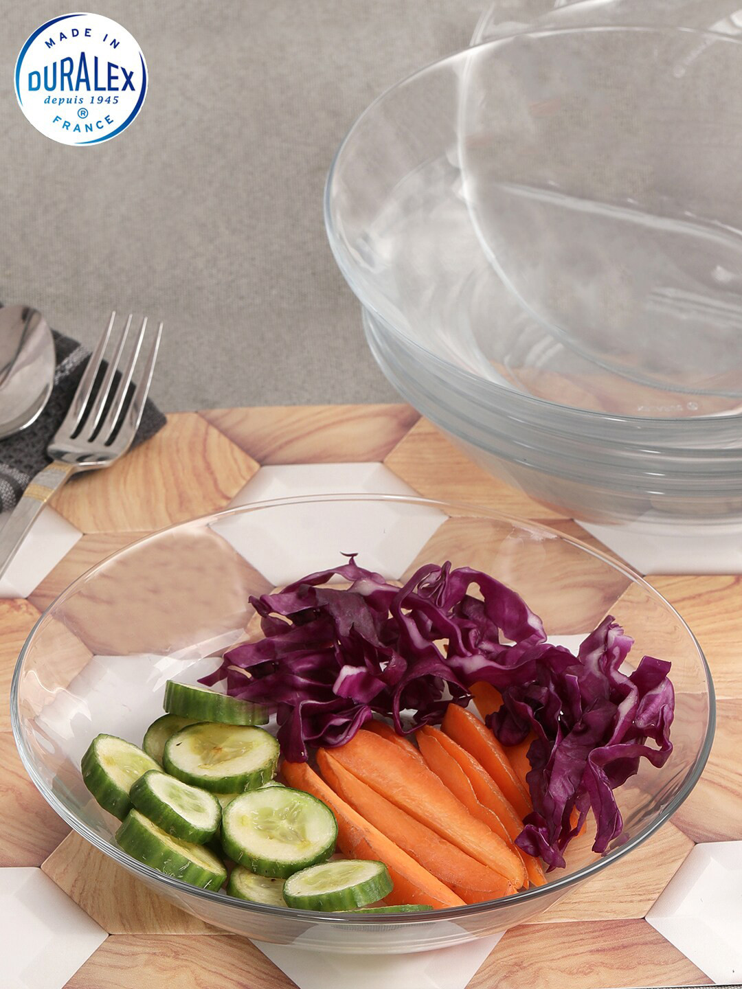 Buy DURALEX Transparent Set Of 6 Lys Calotte Glass Matte Plates ...