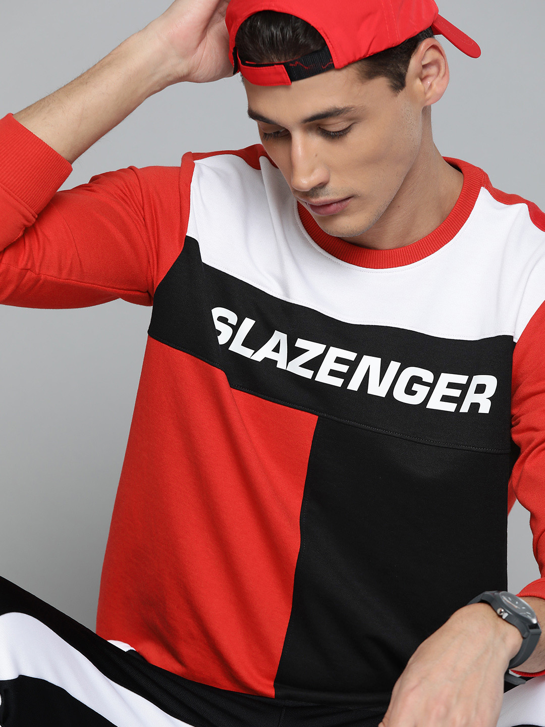 Buy Slazenger Men Red & Black Colourblocked Sweatshirt - Sweatshirts ...