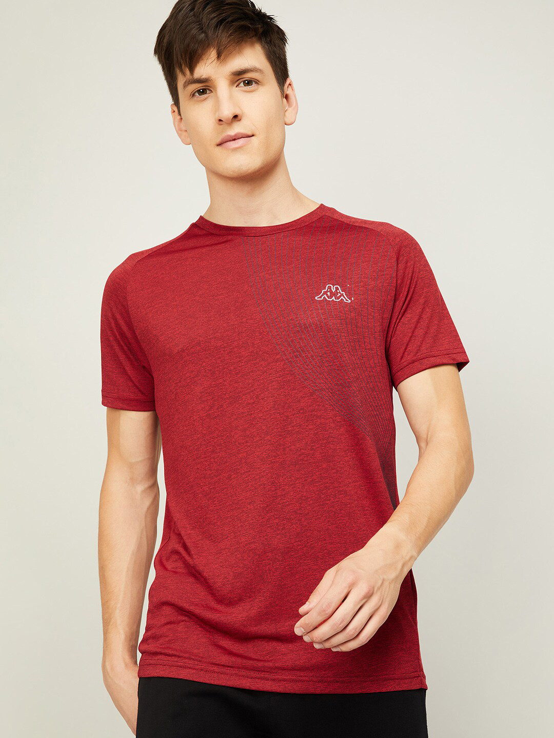 Buy Kappa Men Red & White Brand Logo Printed T Shirt - Tshirts for Men ...