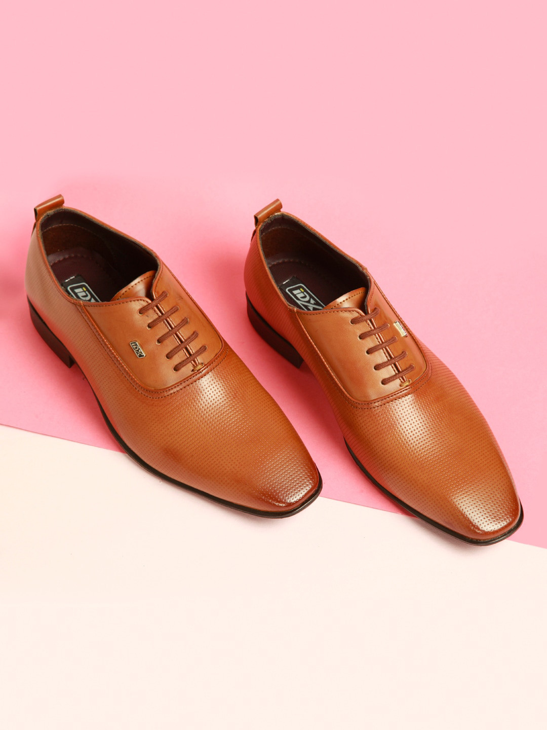 Buy ID Men Tan Brown Solid Formal Derbys Shoe - Formal Shoes for Men ...