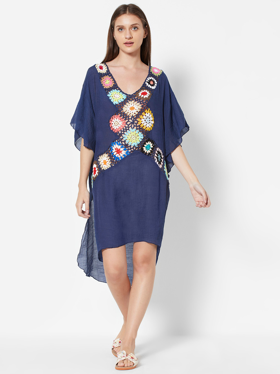 Buy URBANIC Women Navy Blue Crochet Swimwear Cover Up Dress - Swimwear ...
