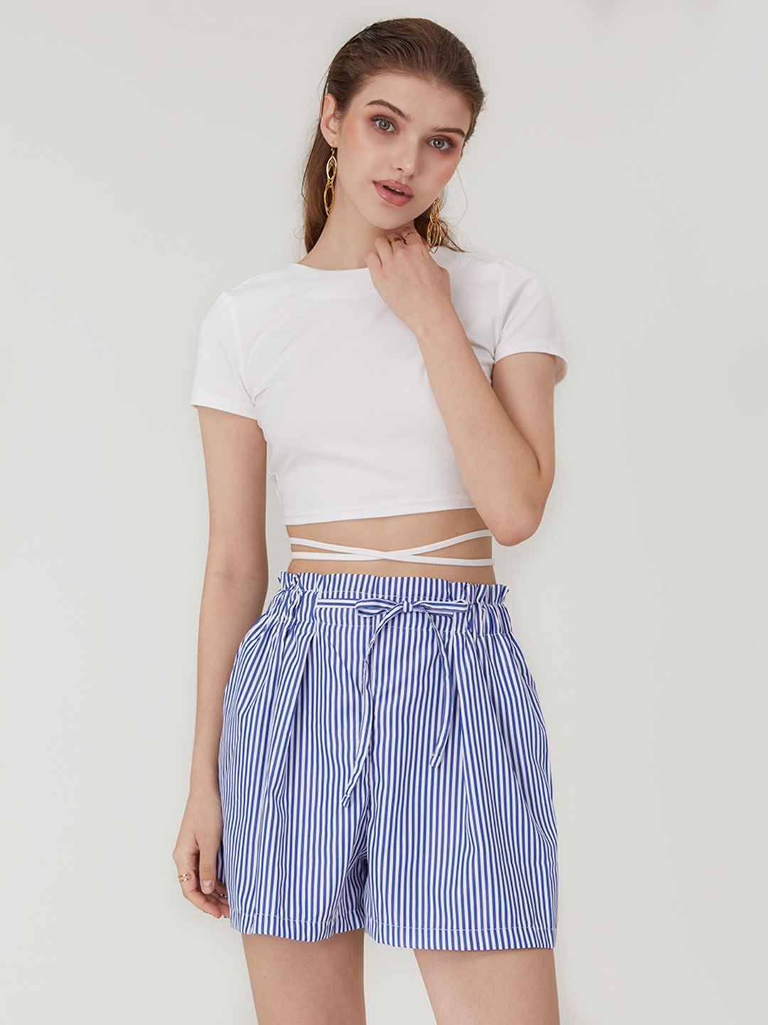 Buy Urbanic Women White Solid Lace Up Detail Crop Top With Styled Back