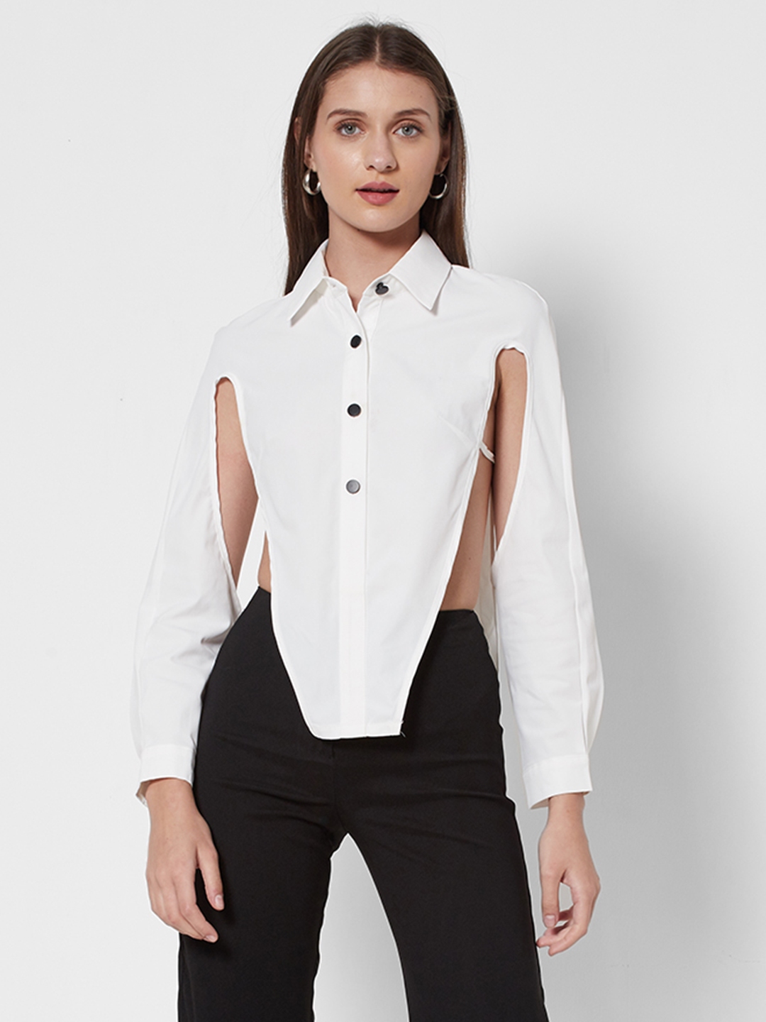 Buy Urbanic White Cut Out Shirt Style Top Tops For Women 16107794