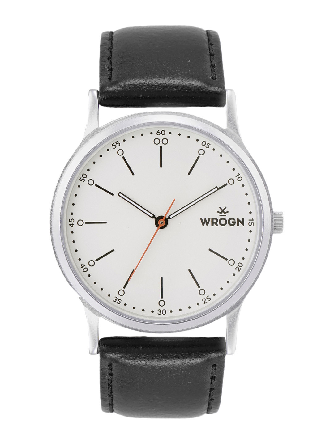 Buy WROGN Men White Dial & Black Leather Straps Analogue Watch ...