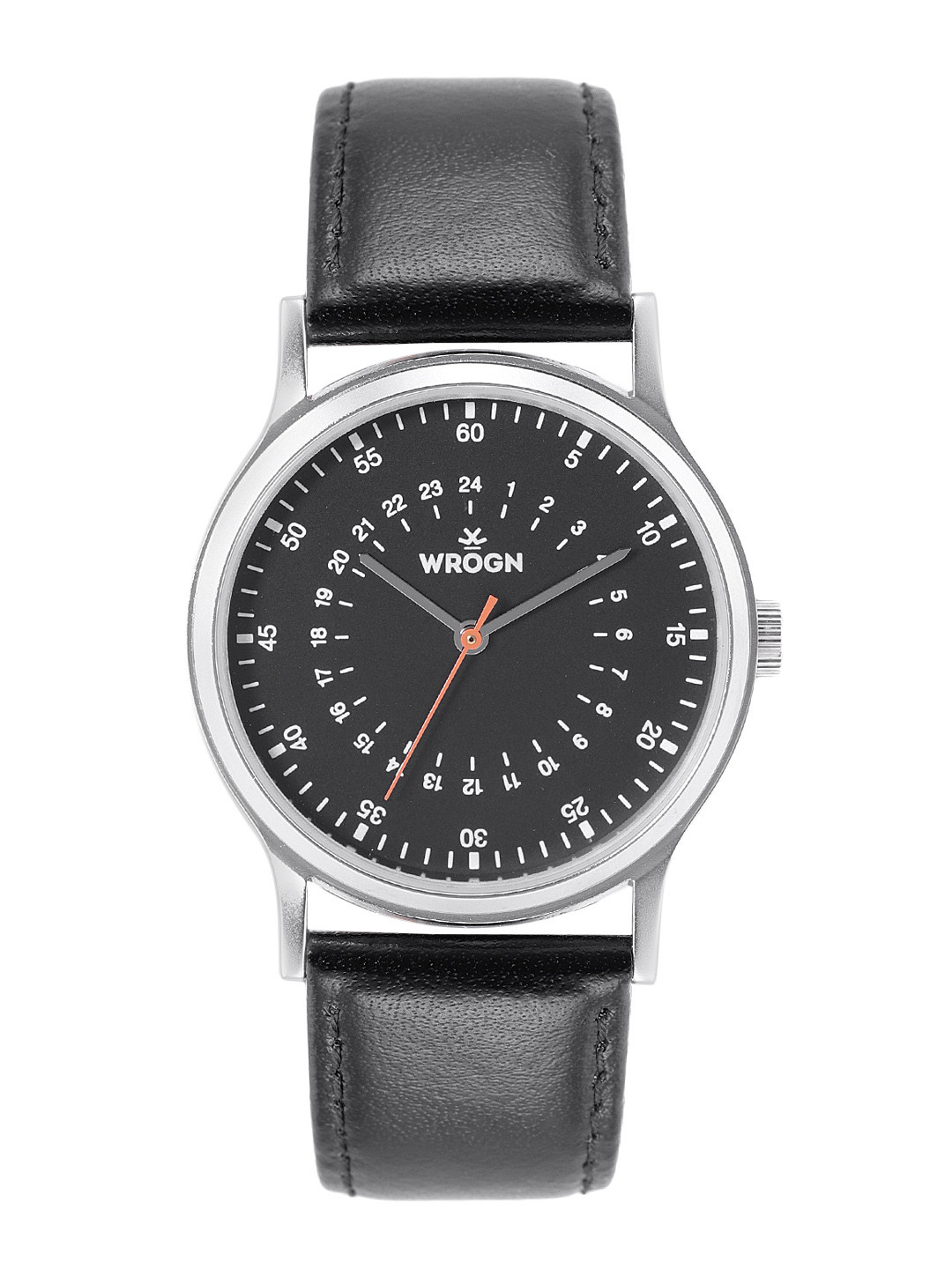 Buy WROGN Men Black Dial & Black Leather Straps Analogue Watch ...