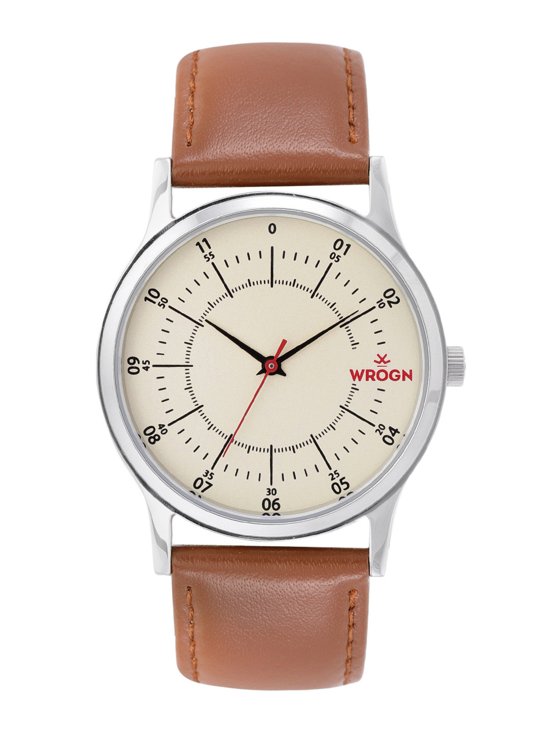 Buy WROGN Men Cream Coloured Dial & Brown Leather Straps Analogue Watch ...