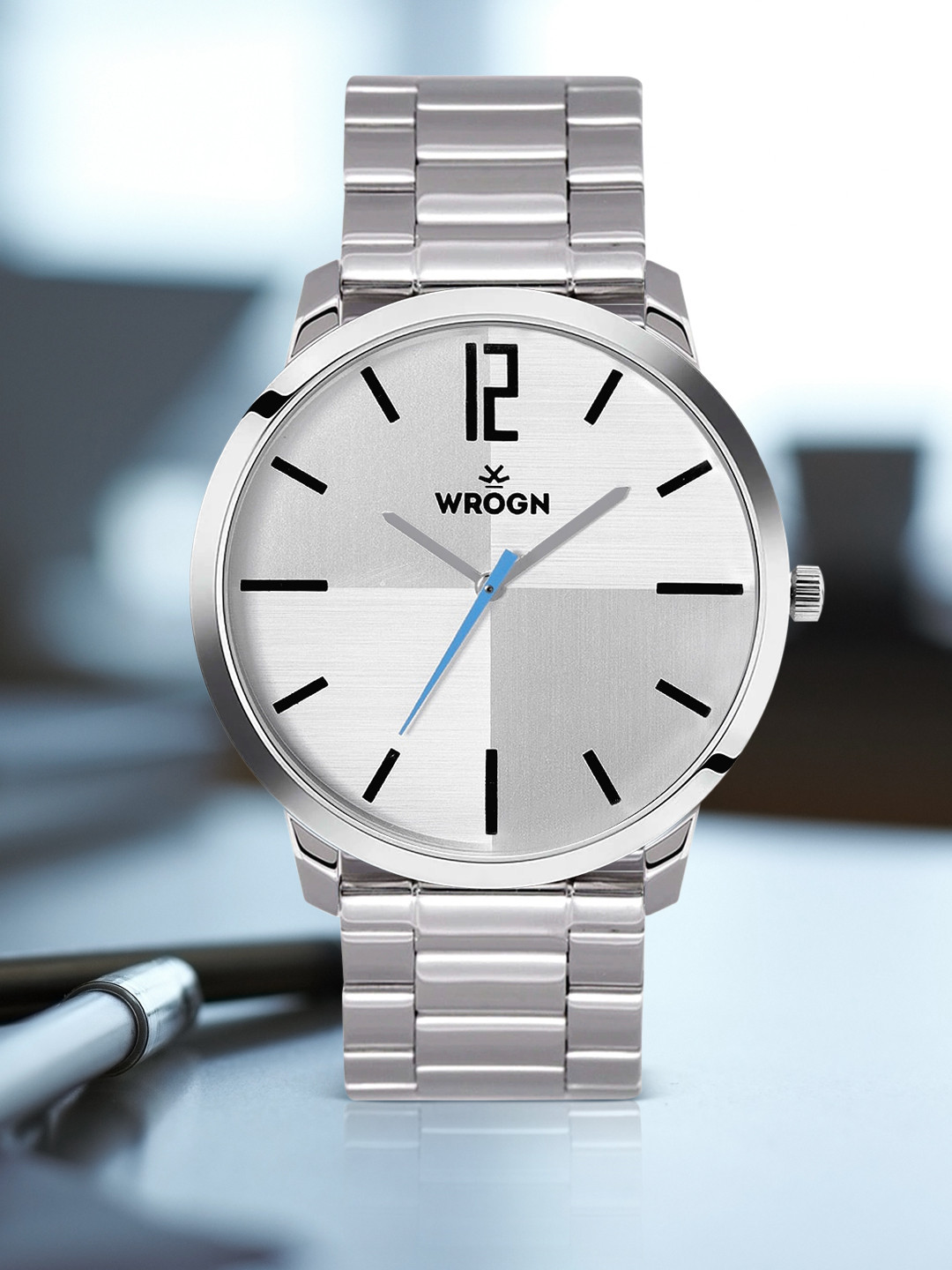 Buy WROGN Men Silver Toned Dial & Bracelet Style Straps Analogue Watch ...