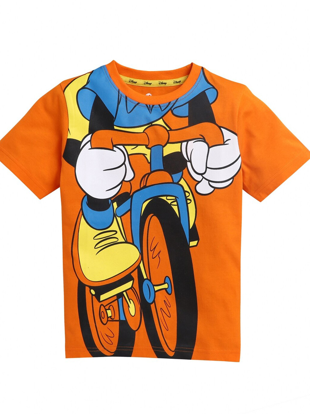 Buy KINSEY Boys Orange Mickey Mouse Printed Pure Cotton Bio Finish T ...