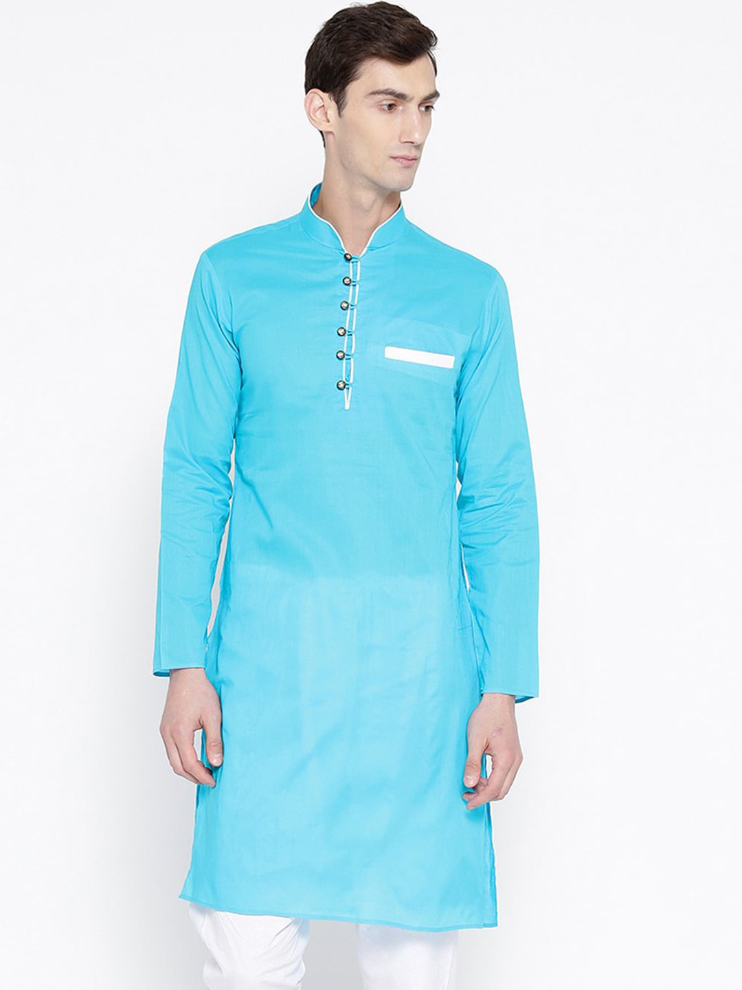 Buy SG LEMAN Men Turquoise Blue Kurta - Kurtas for Men 16112334 | Myntra