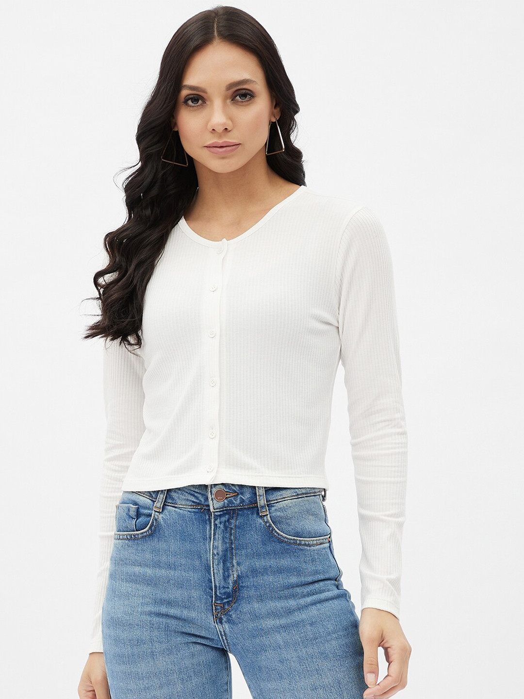 Buy Harpa White Fitted Crop Top - Tops for Women 16113558 | Myntra