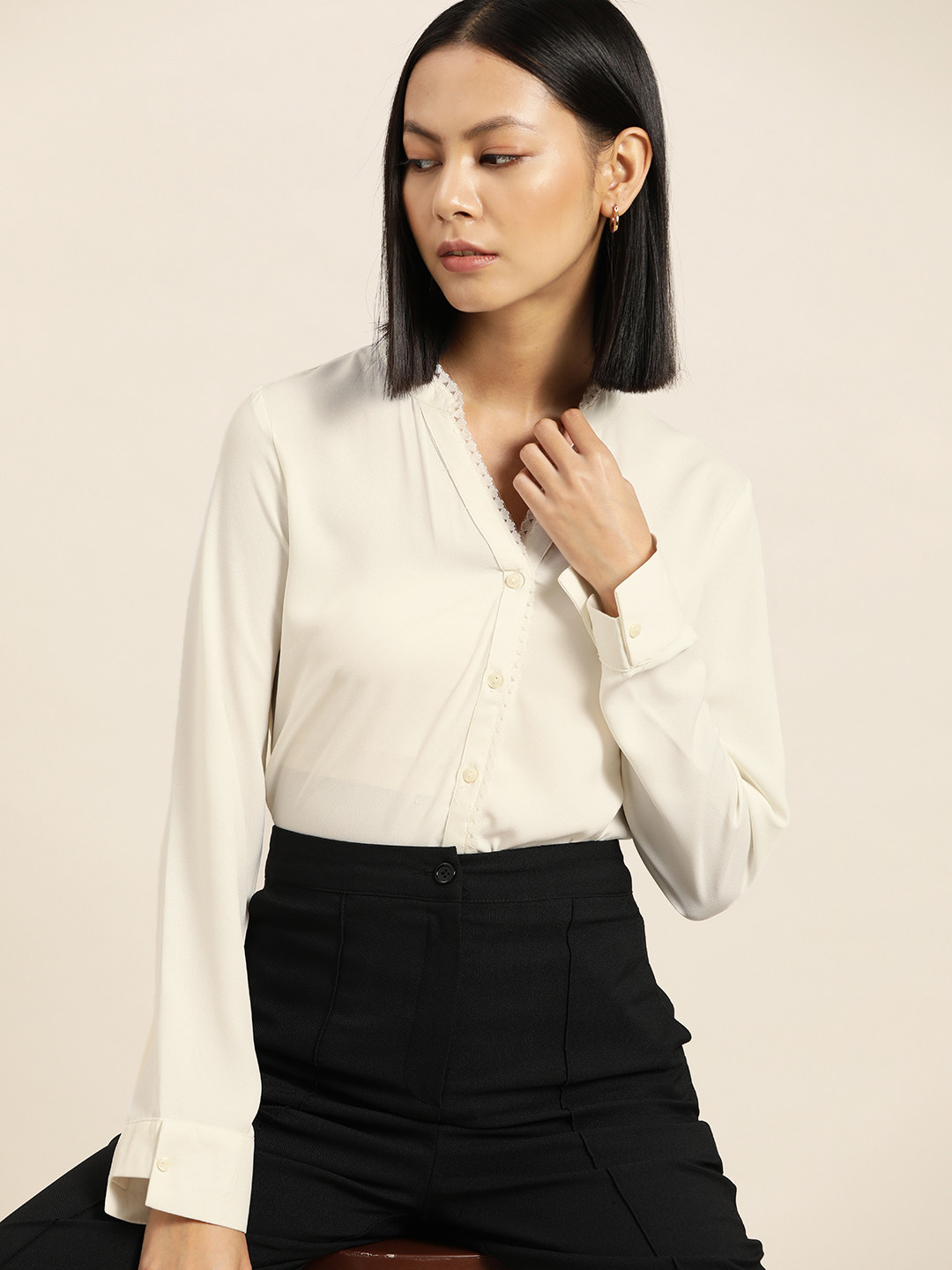 Buy Her By Invictus Women Off White Regular Fit Casual Shirt - Shirts ...