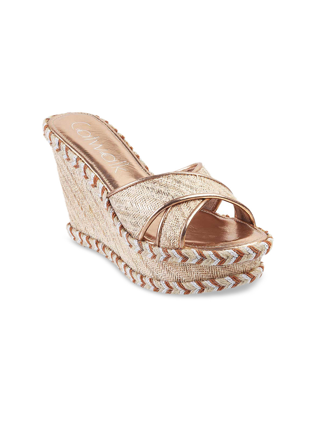 Buy Catwalk Gold Toned Wedge Sandals - Heels for Women 16120244 | Myntra