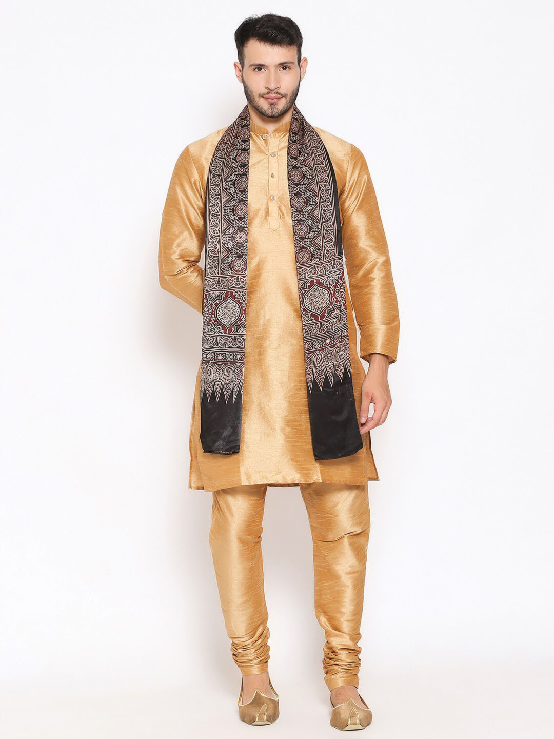 Buy Dupatta Bazaar Men Black & Maroon Ethnic Motifs Ajrakh Printed ...