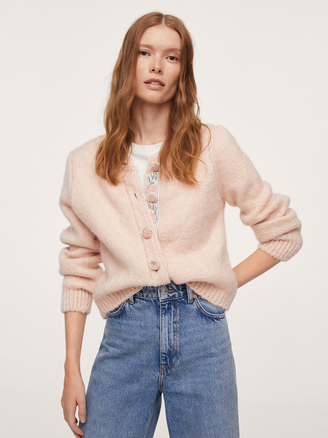 Buy MANGO Women Pink Chunky Knit Cardigan - Sweaters for Women 16125146 ...