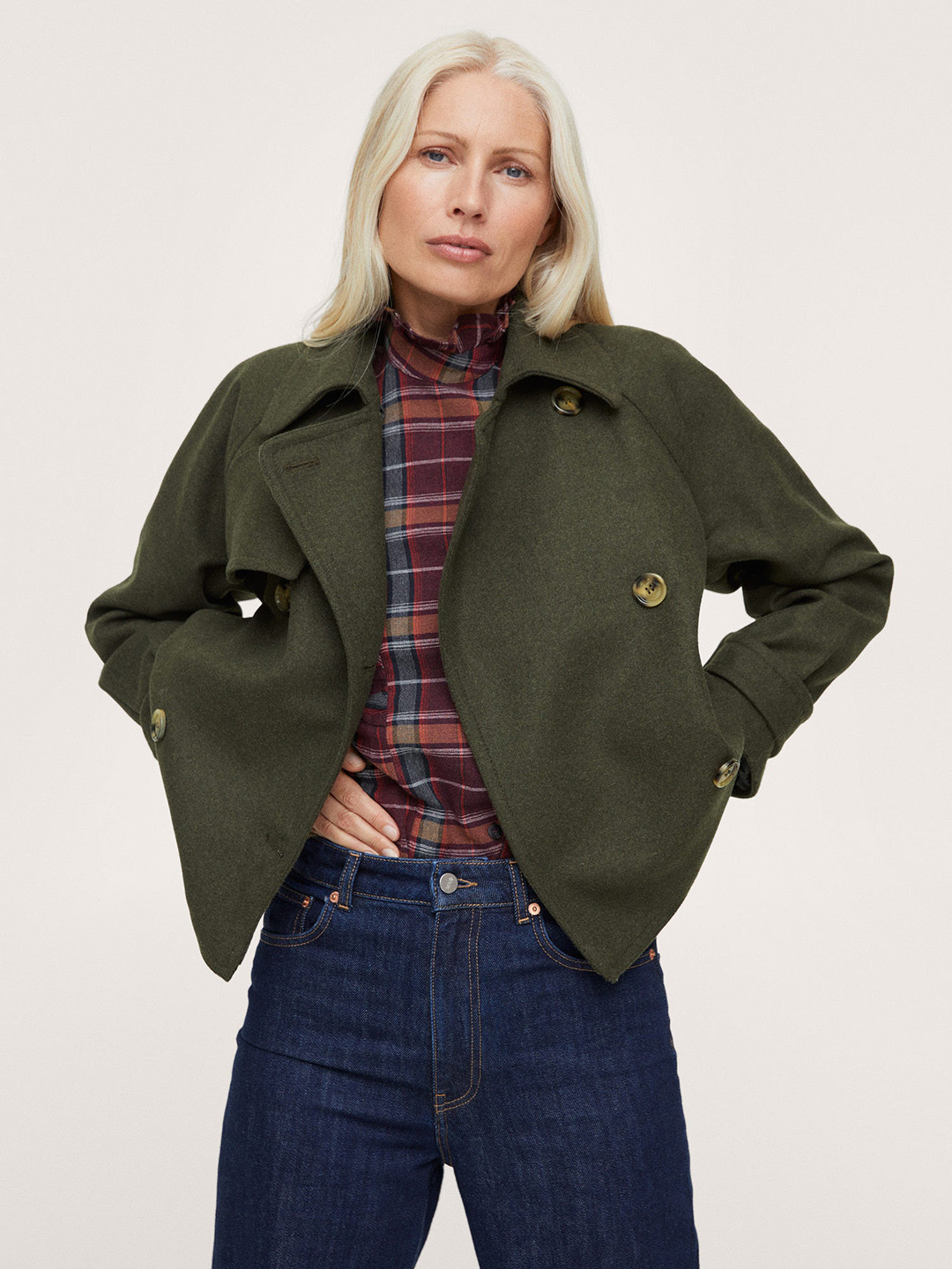 Buy MANGO Women Olive Green BOOK Tailored Jacket - Jackets for Women ...