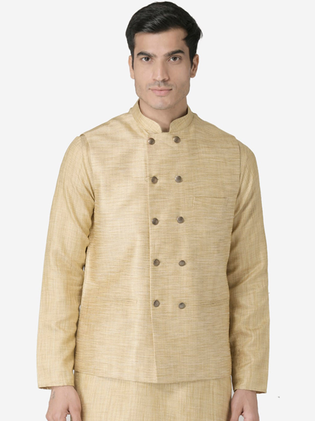 Buy TABARD Men Cream Coloured Solid Woven Nehru Jacket - Nehru Jackets ...