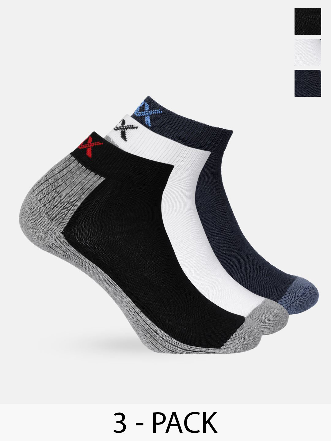 Buy HRX By Hrithik Roshan Men Ankle Length Pack Of 3 Terry Socks ...