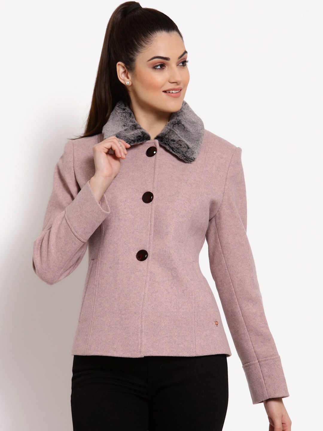 Buy Juelle Woman Pink Short Coat - Coats for Women 16170924 | Myntra