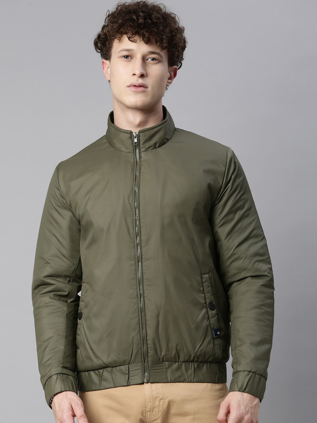 Buy Breakbounce Men Olive Green Bomber Jacket - Jackets for Men ...