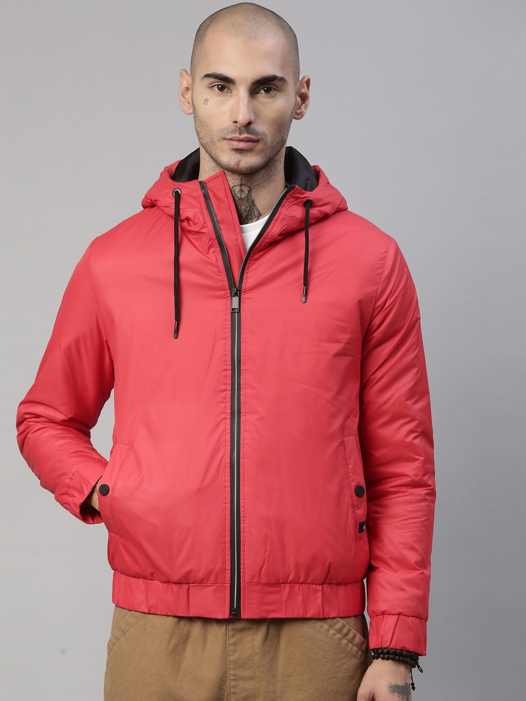 Buy Breakbounce Men Red Hooded Puffer Jacket - Jackets for Men 16172364 ...