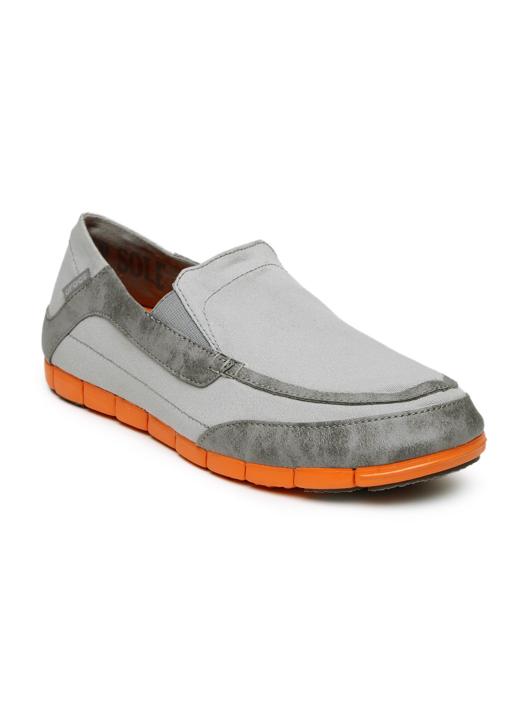 Buy Crocs Men Grey Colourblocked Stretch Sole Torino Loafers - Casual ...