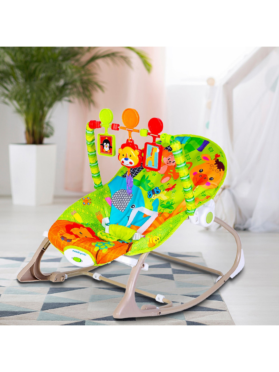 Buy Baby Moo Kids Green Happy Baby Bouncer With Hanging Toys - Rockers ...