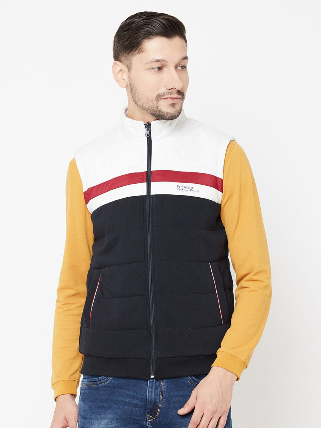 Buy Octave Men Navy Blue Colourblocked Sweatshirt - Sweatshirts for Men ...