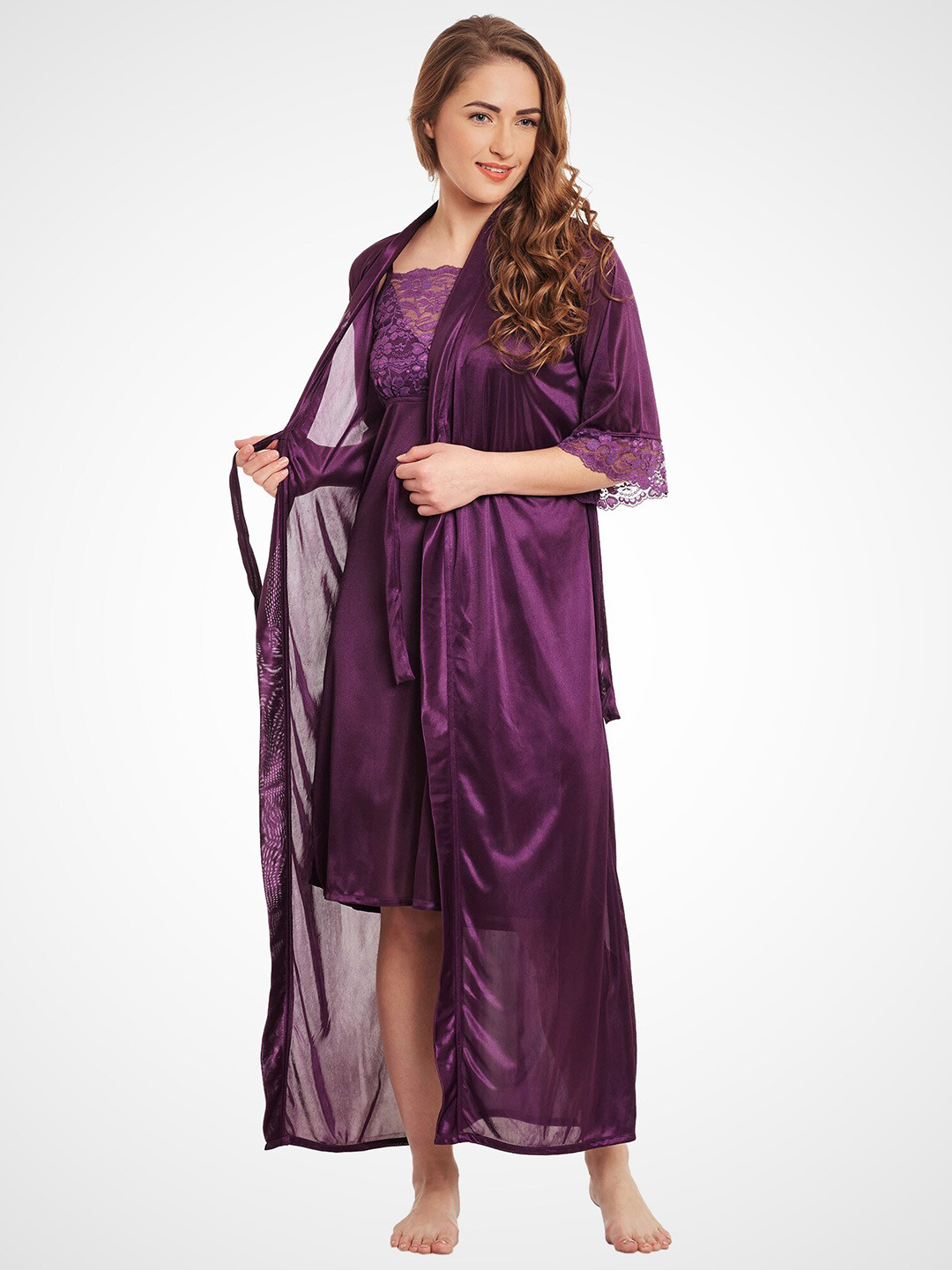Buy Claura Purple Maxi Nightdress - Nightdress for Women 16178806 | Myntra