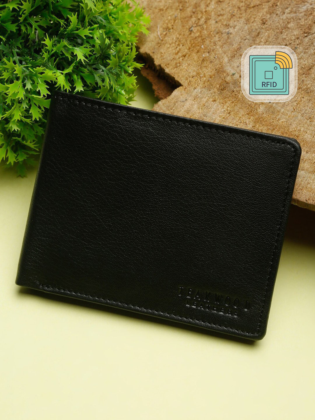 Buy Teakwood Leathers Men Black Leather Two Fold Wallet - Wallets for ...