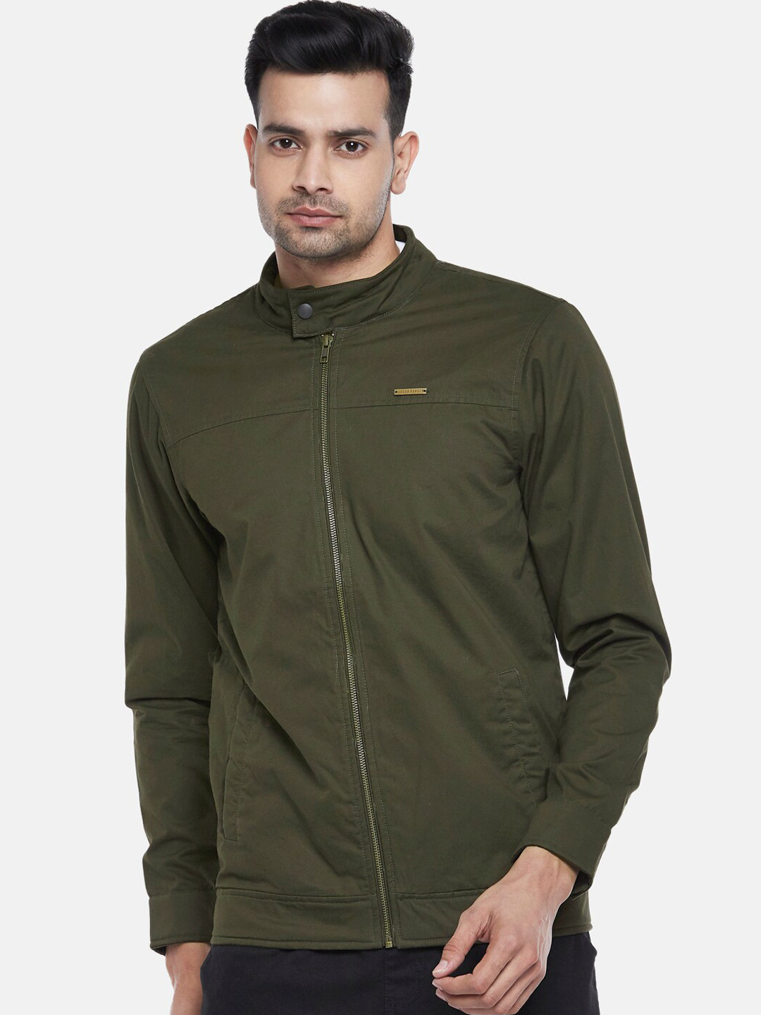 Buy Urban Ranger By Pantaloons Men Olive Green Cotton Bomber Jacket ...