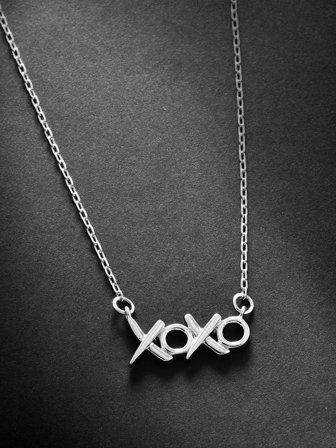 Buy MINUTIAE Silver Toned Brass Silver Plated Xoxo Chain Pendant ...