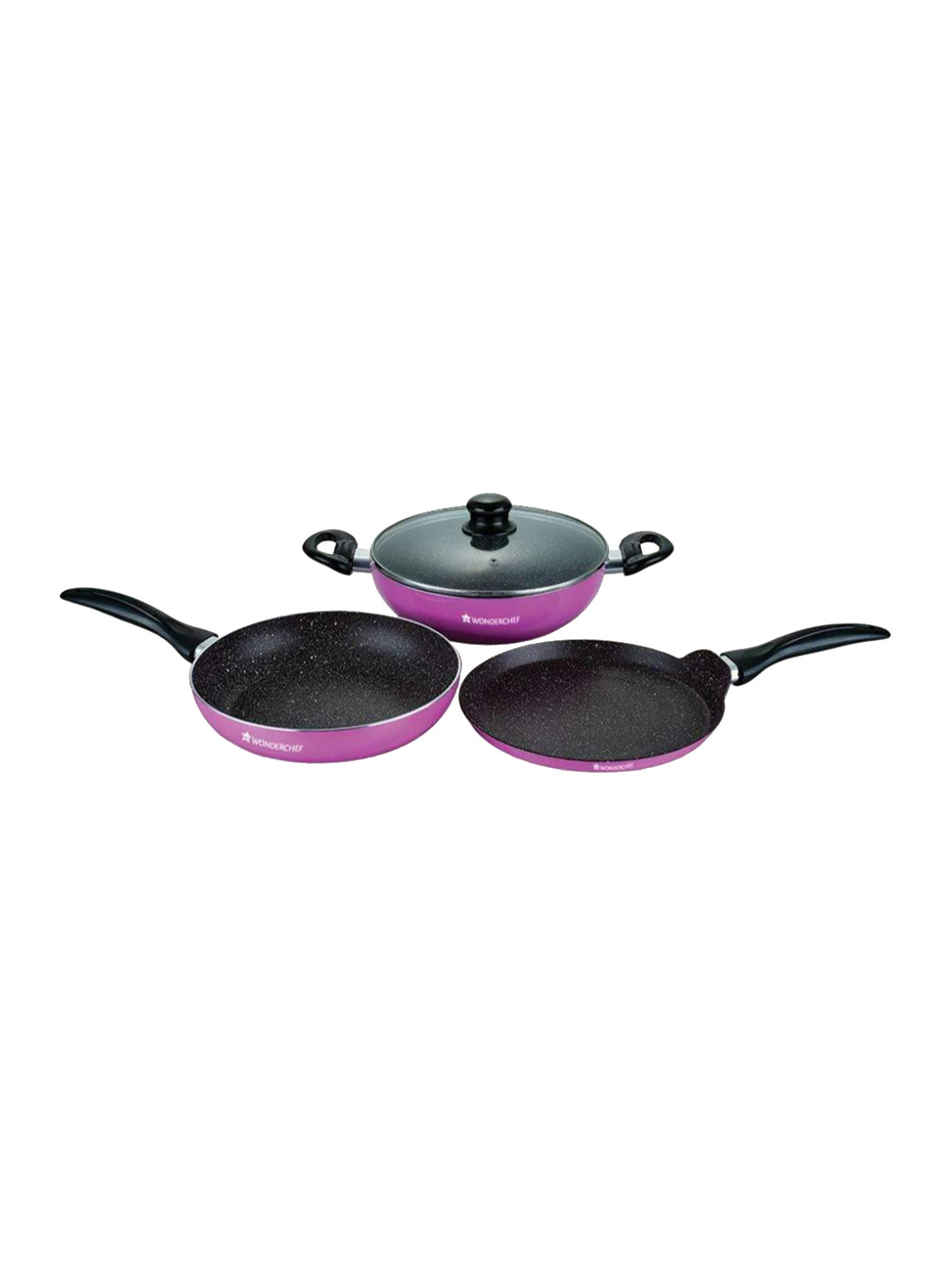 Buy Wonderchef Purple & Black 4 Pieces Aluminium Nonstick Cookware ...