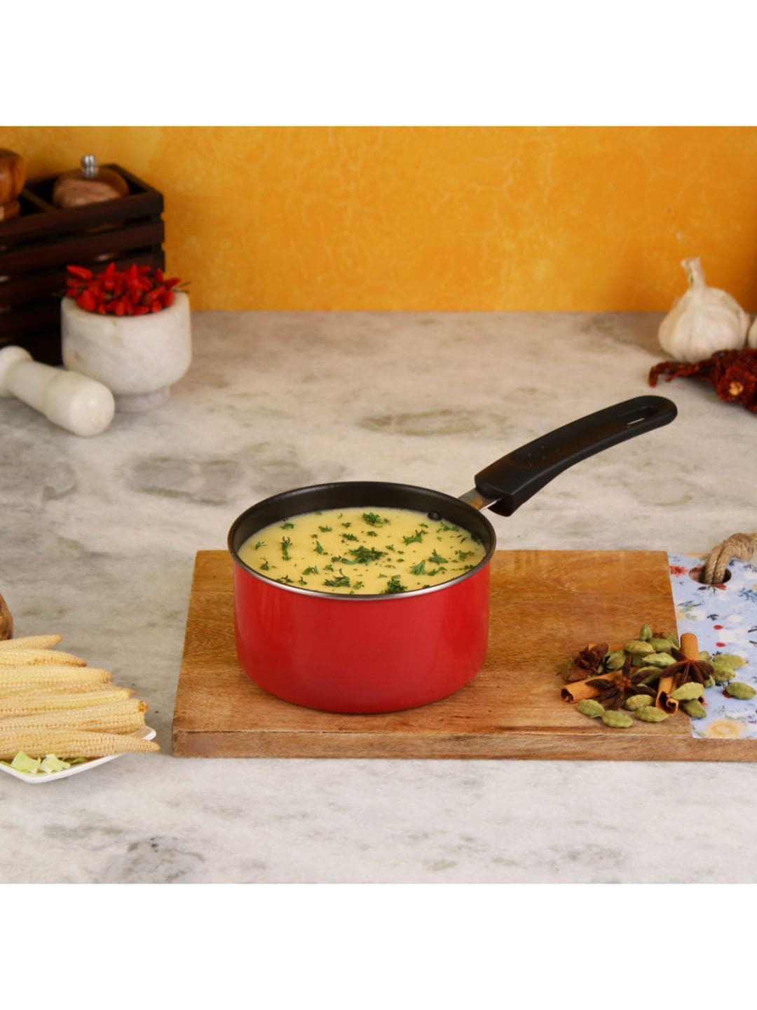 Buy Wonderchef Red Little Samson Steel Sauce Pan 850ml - Pan for Unisex ...