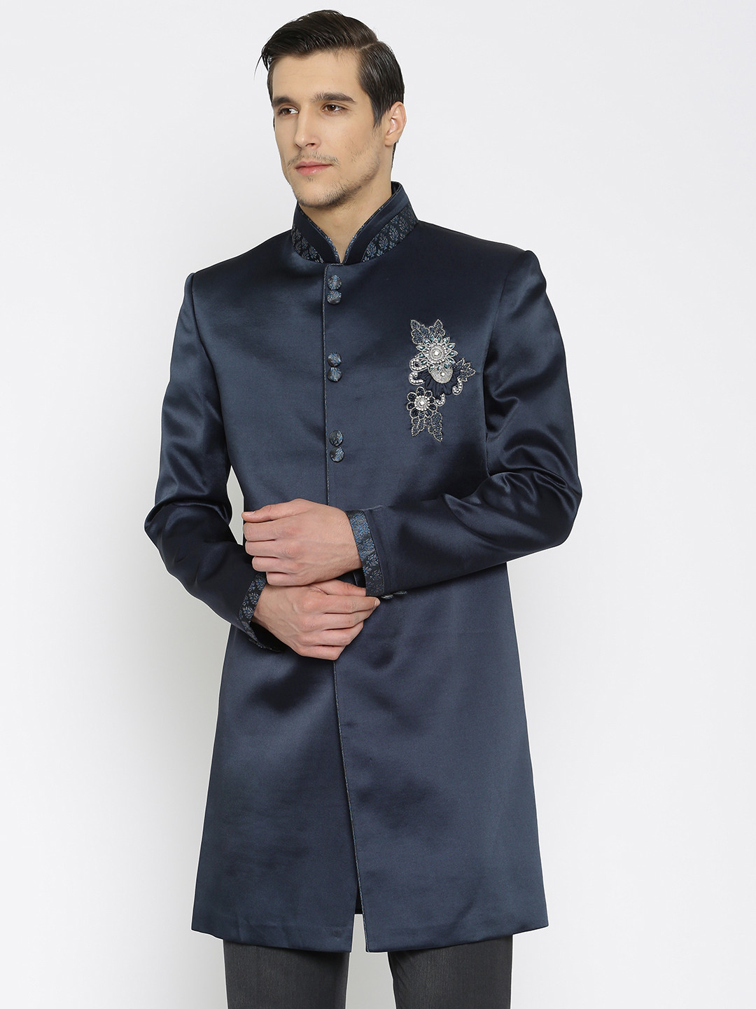 Buy Raymond Ethnix Navy Sherwani - Sherwani for Men 1619352 | Myntra