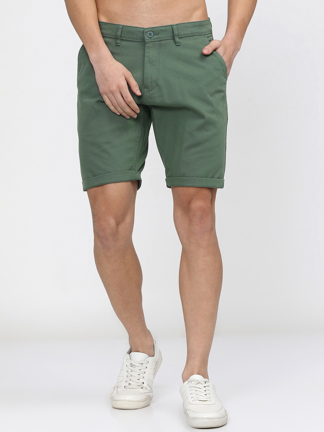 Buy HIGHLANDER Men Green Slim Fit Regular Shorts - Shorts for Men ...