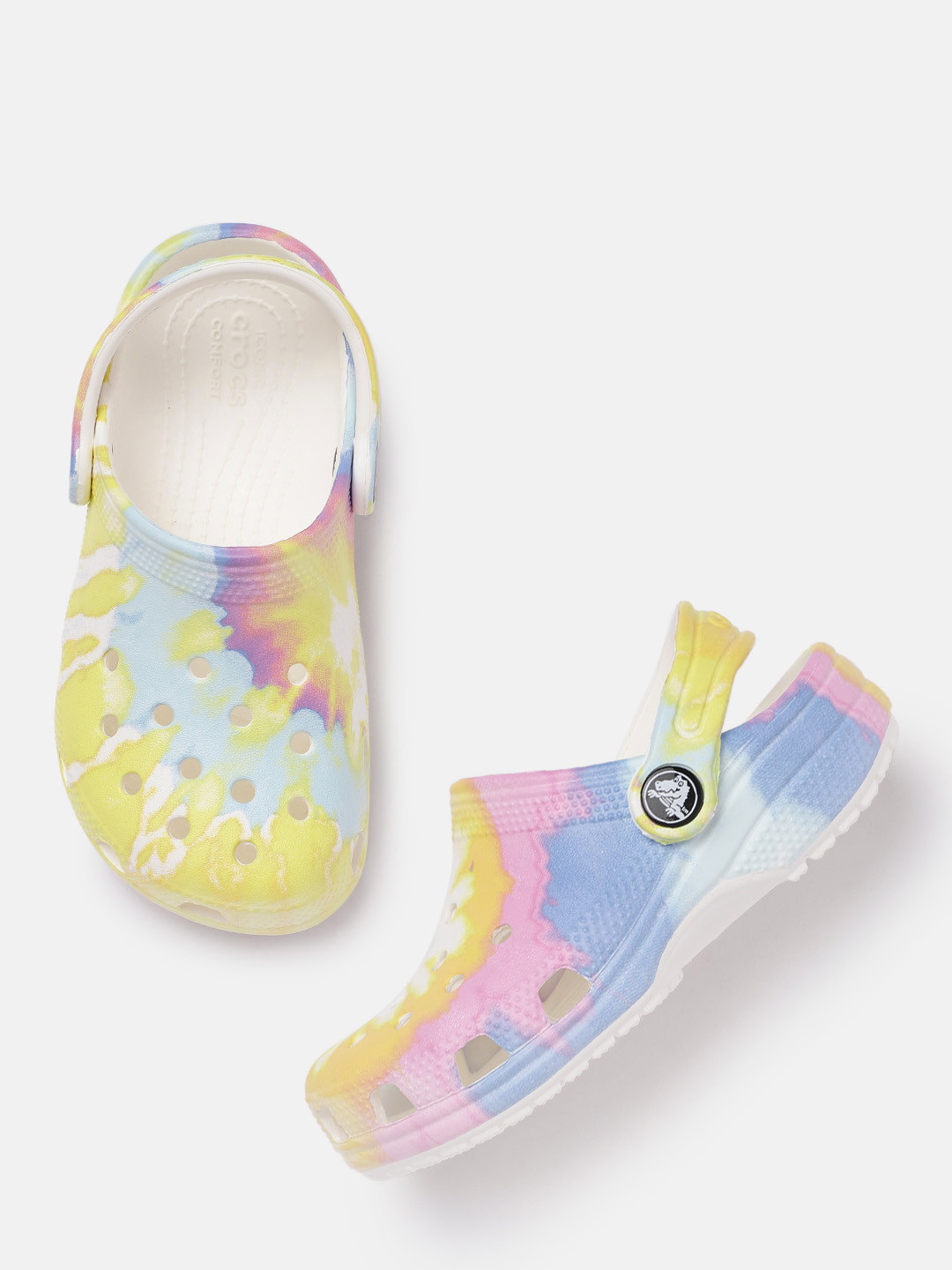 Buy Crocs Kids Fluorescent Green & Blue Printed Croslite Clogs - Flip ...