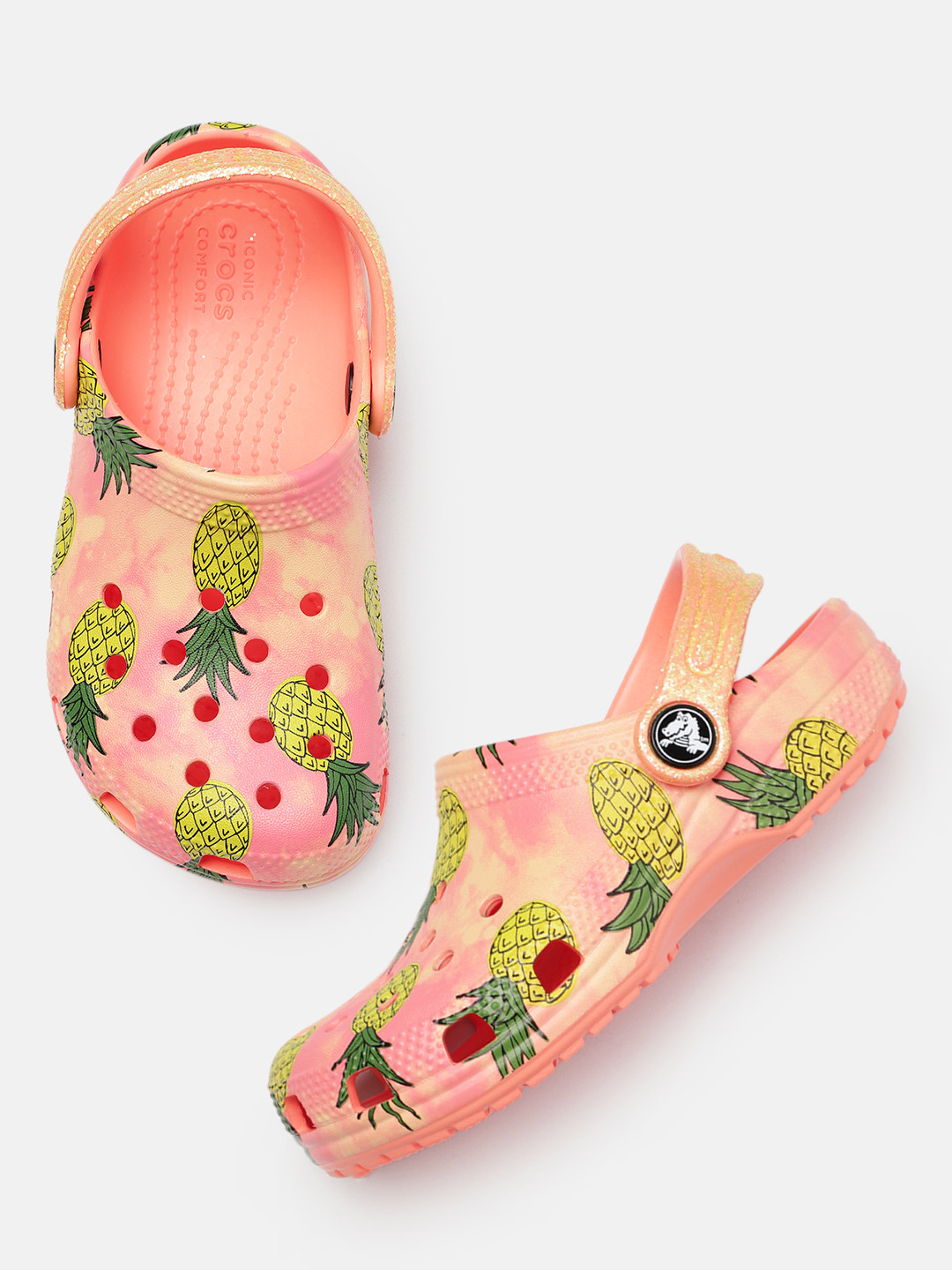 Buy Crocs Unisex Kids Pineapple Print Croslite Clogs - Flip Flops for ...