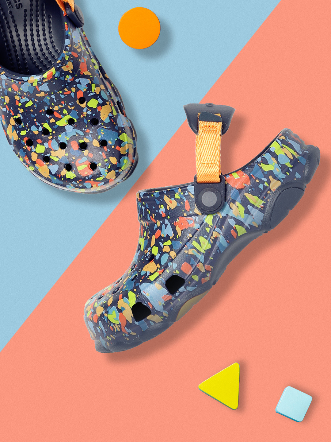 Buy Crocs Kids Navy Blue & Orange Printed All Terrain Terrazzo Croslite ...